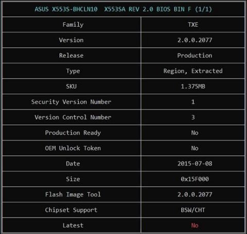 ASUS X553S-BHCLN10 X553SA REV 2.0 BIOS BIN File